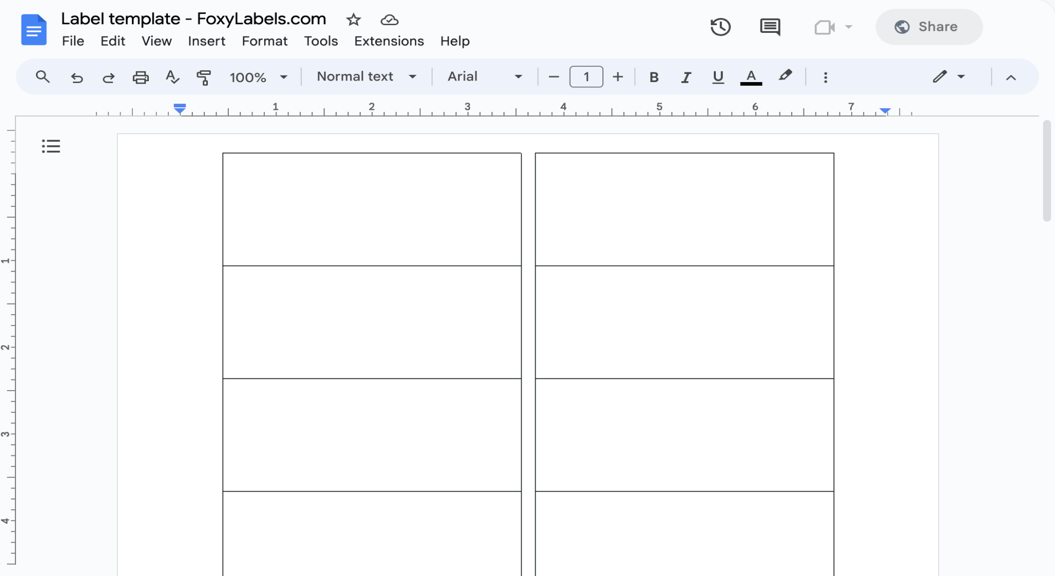 Google Docs Label Template Compatible with Avery® 5159