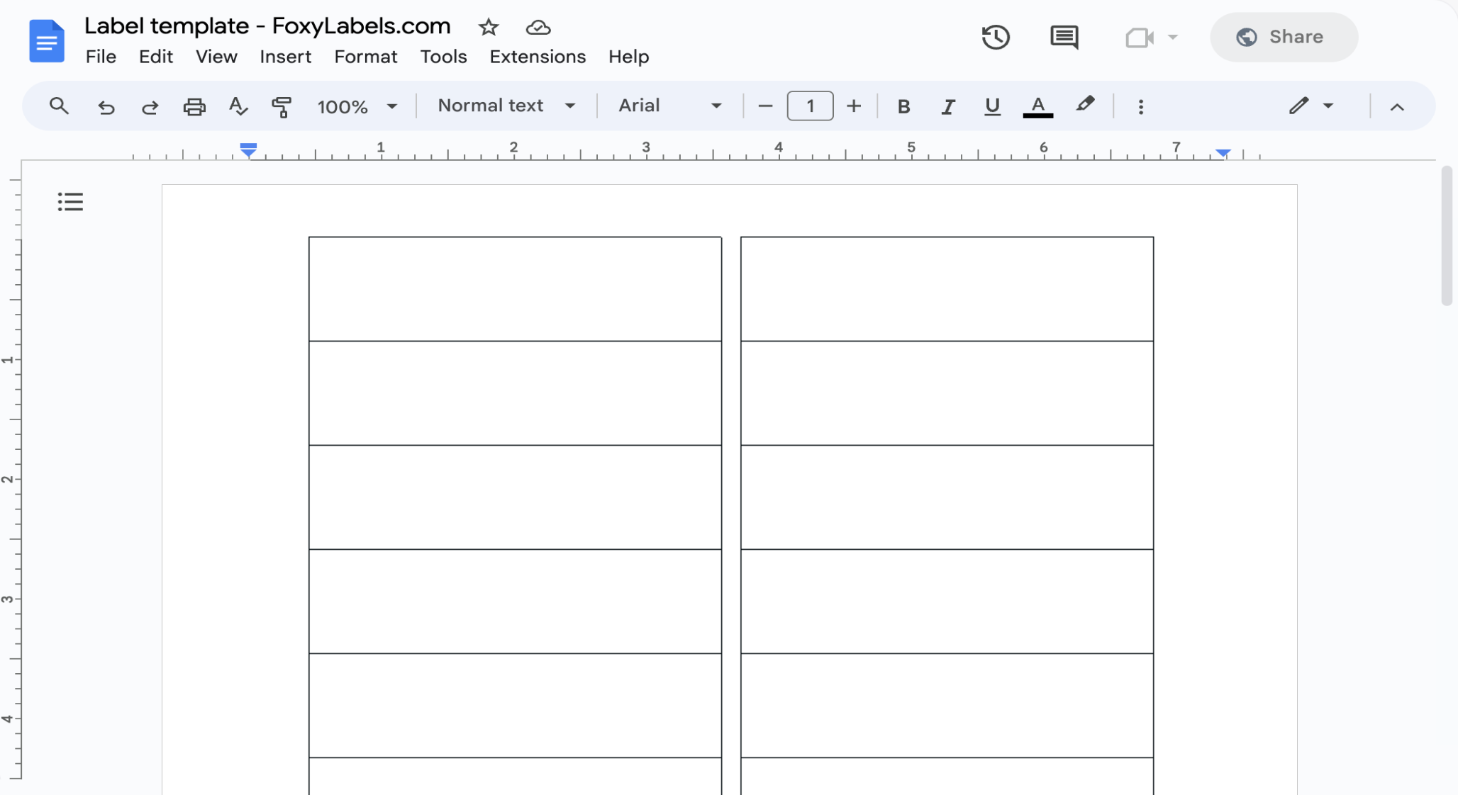 Google Docs Label Template Compatible with Avery® 5161