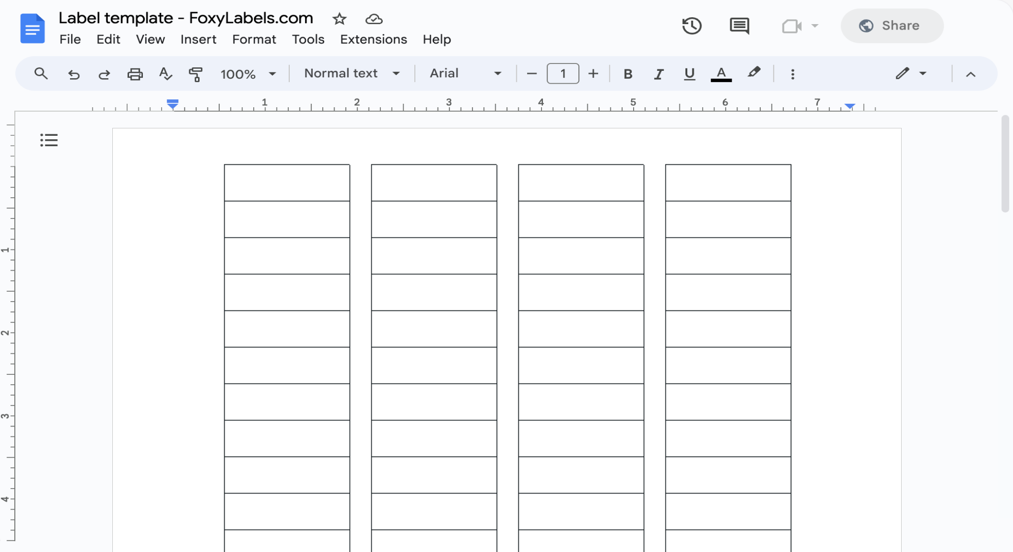Google Docs Label Template Compatible with Avery® 8167®