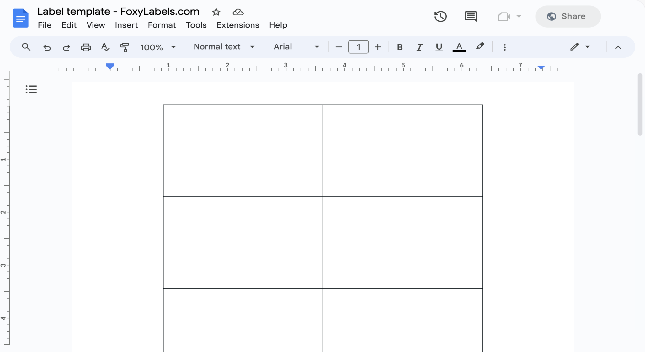 Google Docs Label Template Compatible with Avery® 8376
