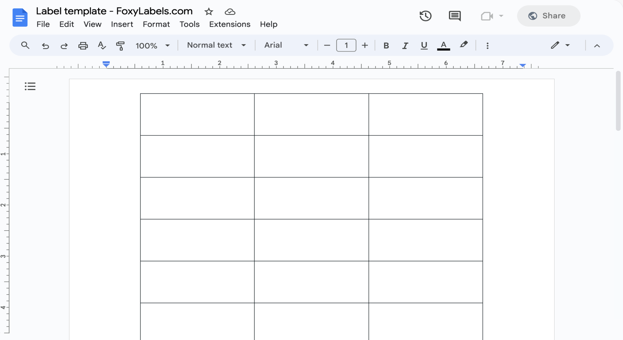 Google Docs Label Template Compatible with Avery-Zweckform® 3421