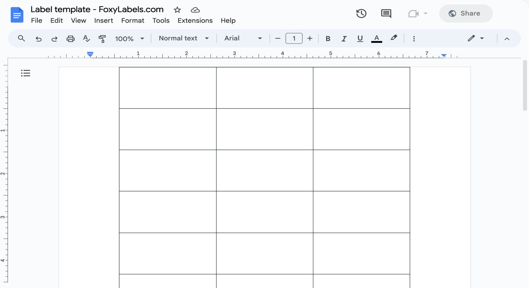 Google Docs Label Template Compatible with Avery-Zweckform® 3489