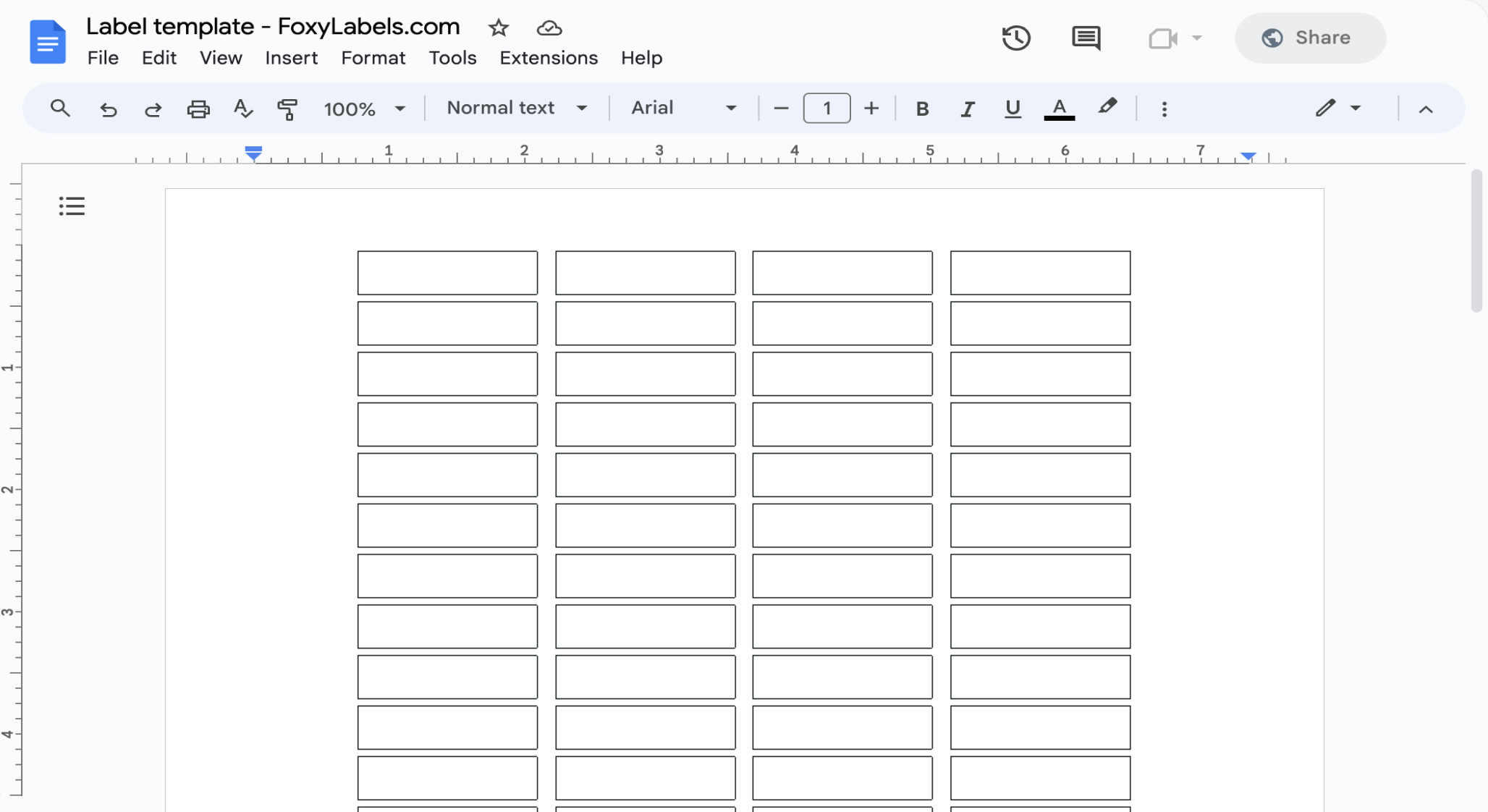 Google Docs Label Template Compatible with Avery® L7656