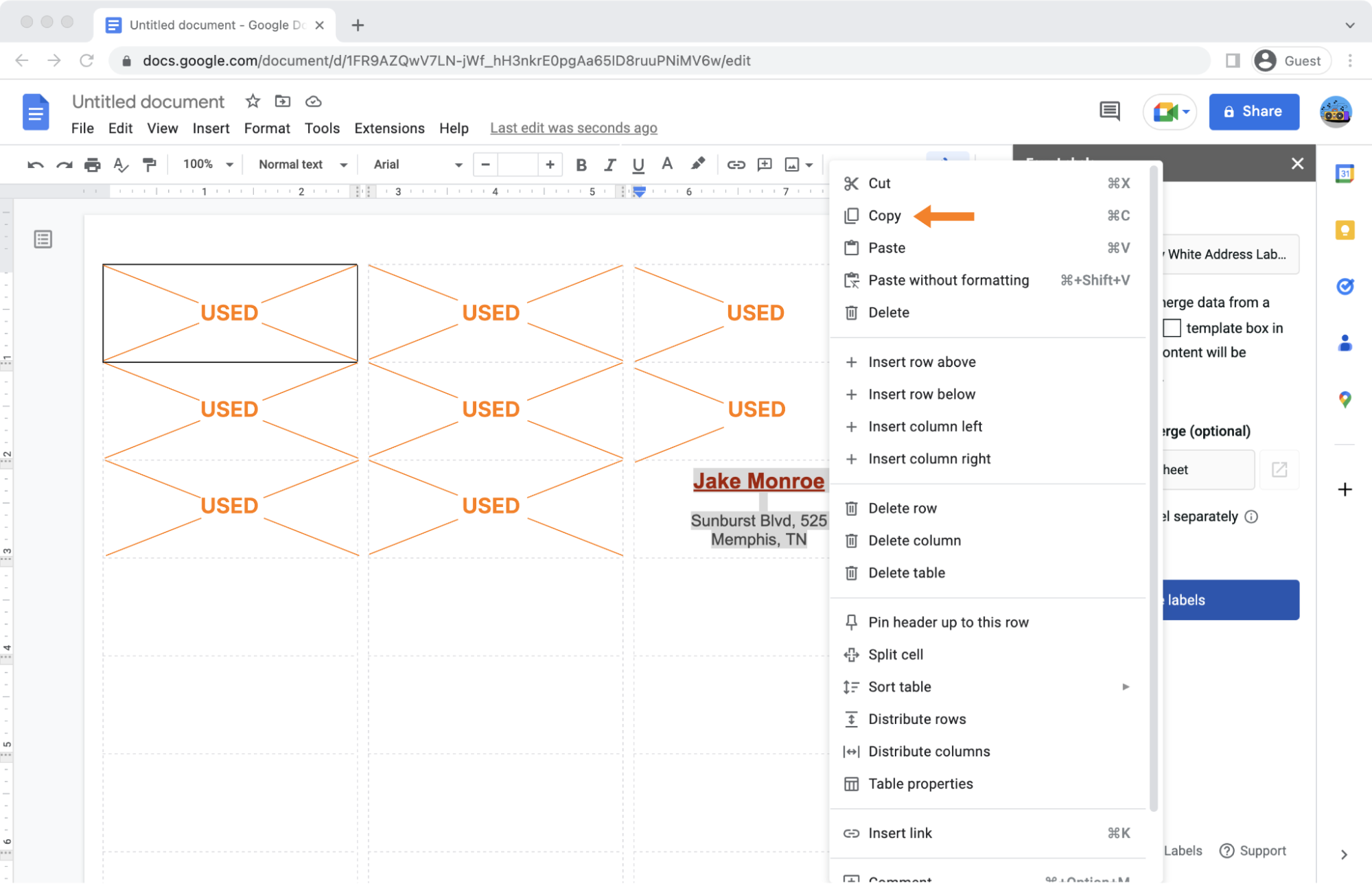 How To Print Labels On A Partially Used Sheet In Google Docs