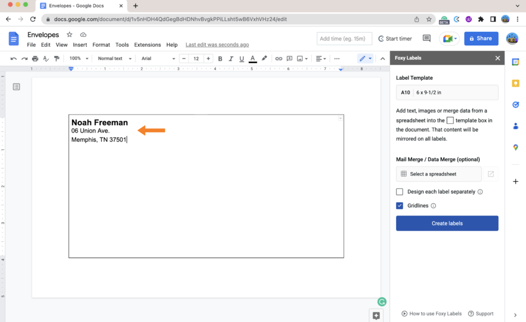 How to print customized envelopes with a logotype in Google Docs – Foxy ...