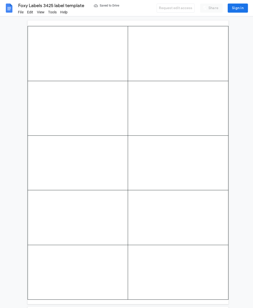 Avery 3425 Template Google Docs & Google Sheets | Foxy Labels